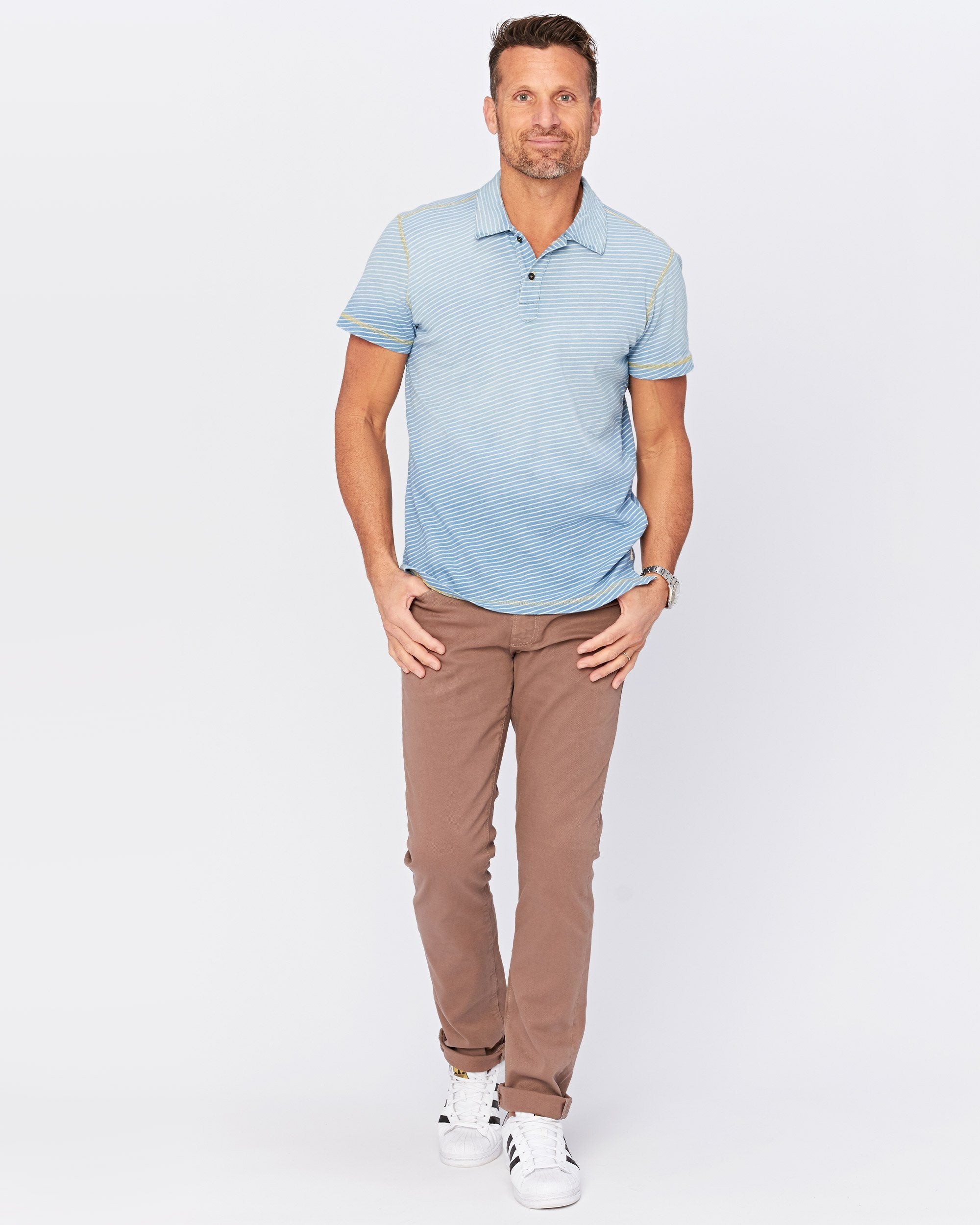 Kirra Indigo Stripe Slub Jersey Polo – Agave Denim